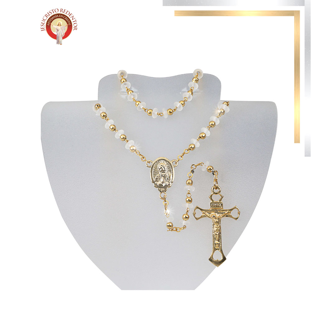 RE04 ROSARIO LENTEJA C/COCO #4 ORO – Jesucristo Redentor