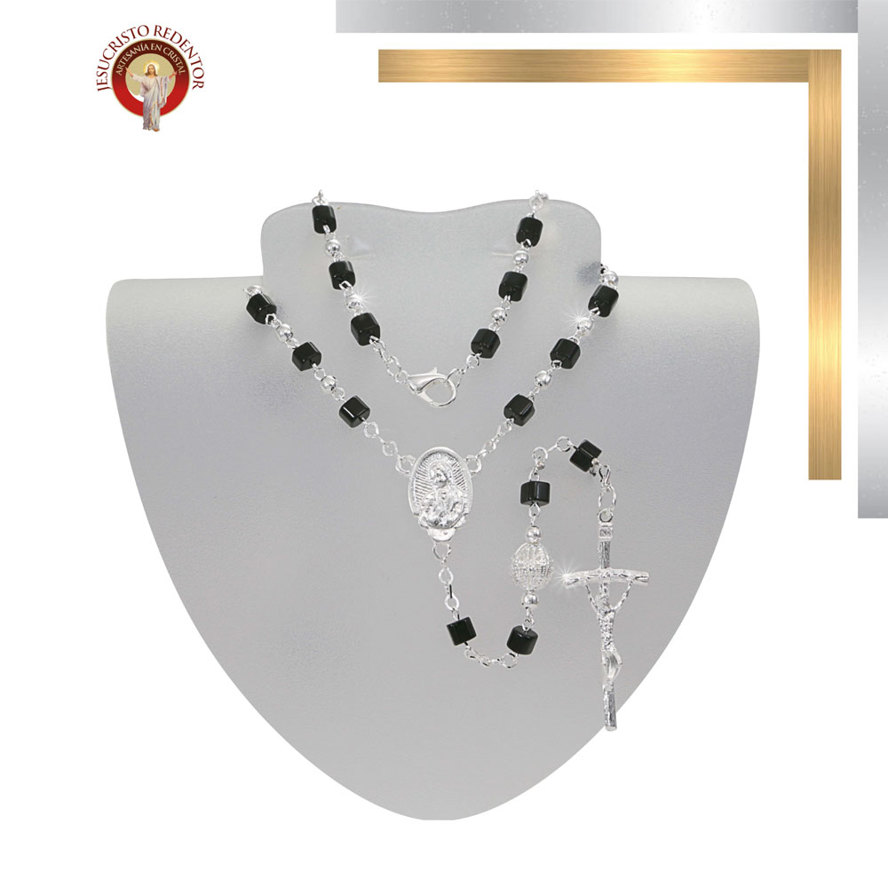 RE30-1 ROSARIO CUBO NEGRO C/COCO #4 LISO – Jesucristo Redentor
